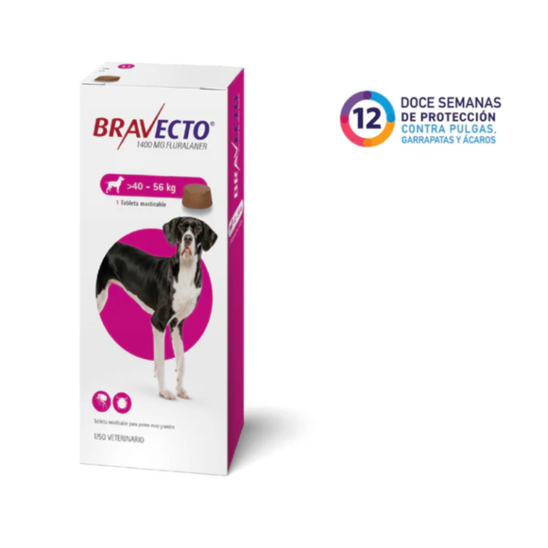 Bravecto Tabletas Masticables 40 a 56 Kg – Antipulgas y Garrapatas para Perros | campofarma.com